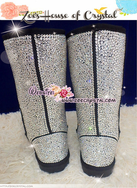 PROMOTION WINTER Bling and Sparkly Strass SheepSkin Wool BOOTS w shinn ...